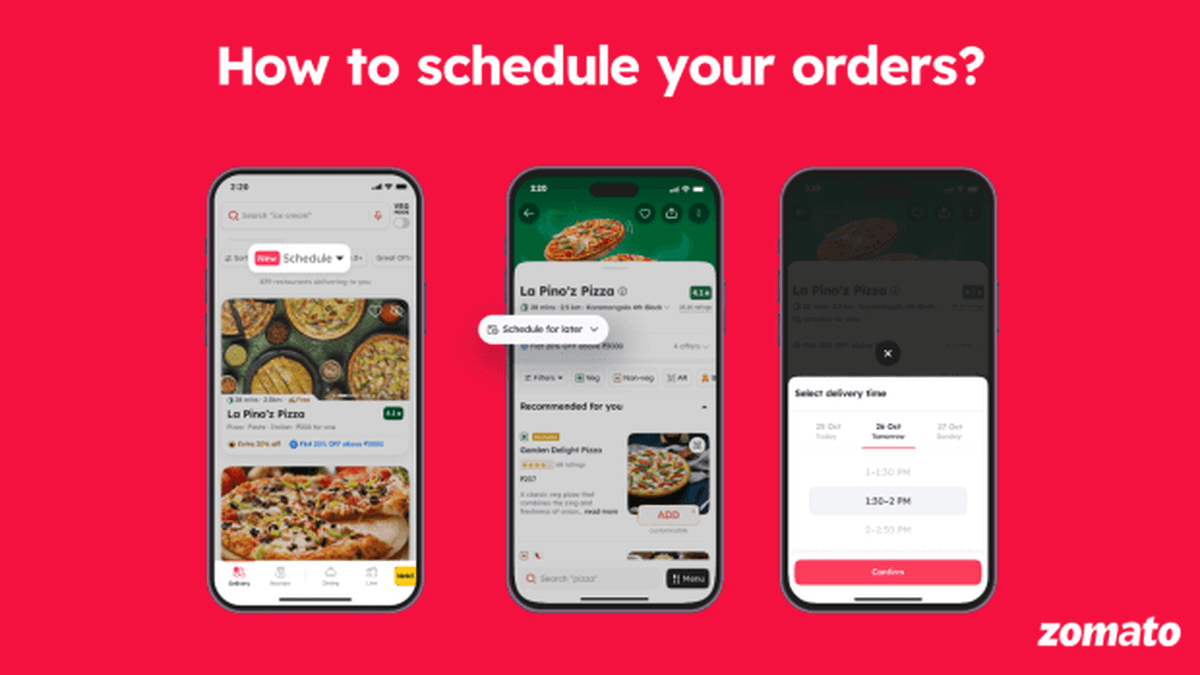 Zomato users can now schedule order 2 days in advance - Kinvash